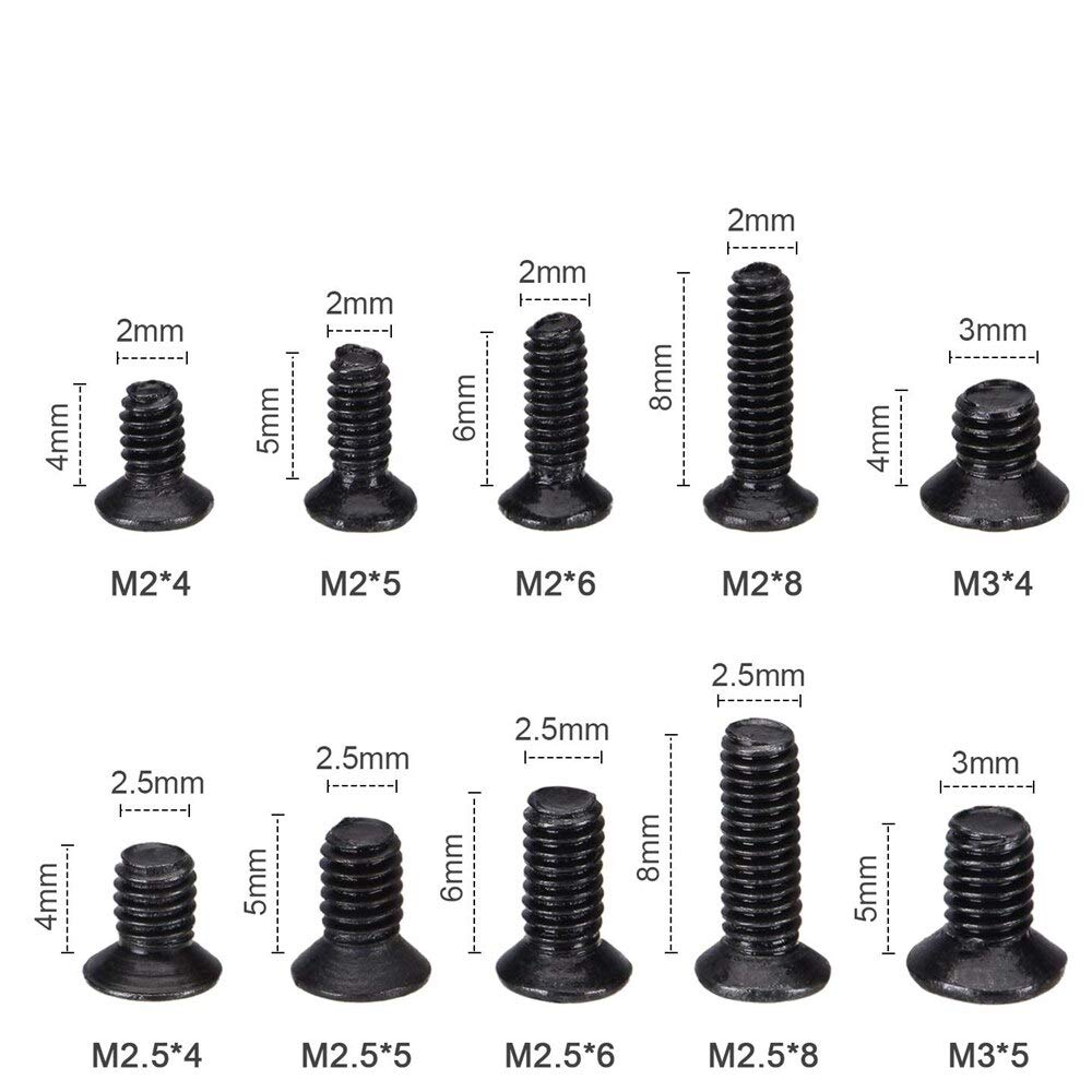 500Pcs/set M2 M2.5 M3 KM Screw Flat Head Screws for Laptop Notebook Screws Set Kit for Computer Small Screw SCRW-128460