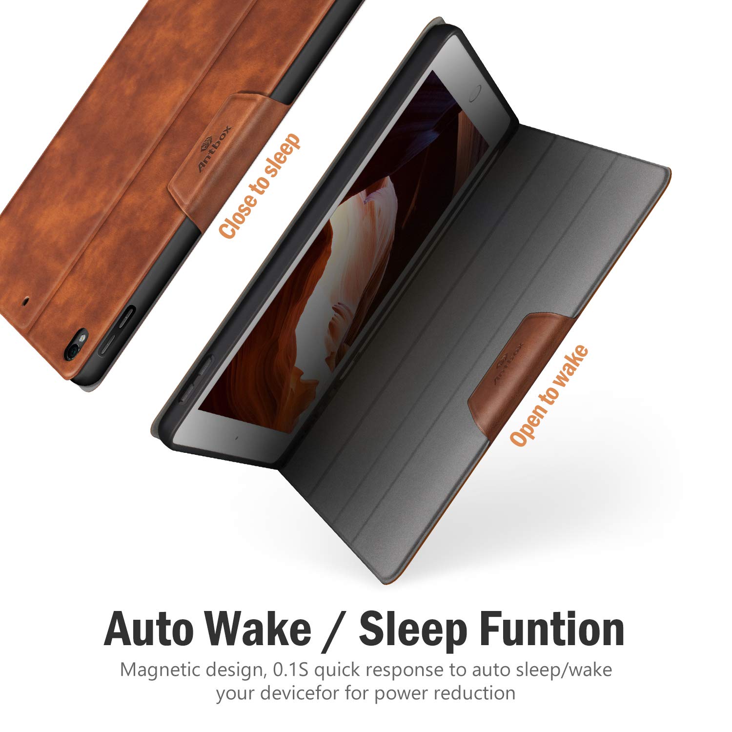 Antbox Case for iPad Pro 10.5 / iPad Air 3 with Built-in Pencil Holder Auto Sleep/Wake Function PU Leather Smart Cover for iPad Air 3 10.5 Inch 2019/iPad Pro 10.5 2017 (Brown)