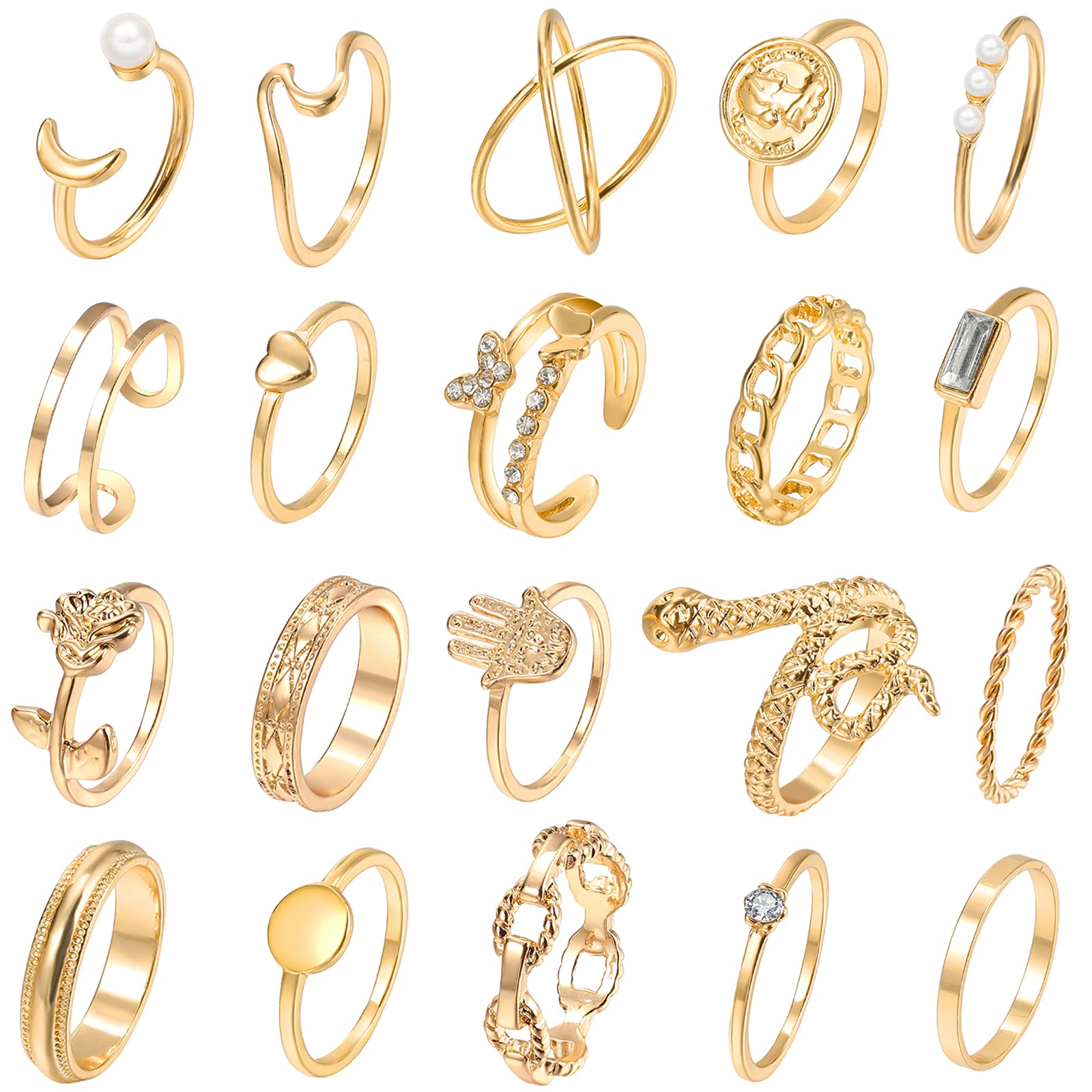 17 MILE Gold Knuckle Rings Set for Women, 10 Pcs Trendy Simple Midi Rings Gold Plated Statement Stackable Rings Pack