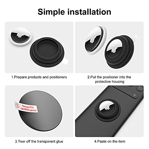 4 Pack Silicone AirTag Holder Case Compatible with Apple Airtag,Include 2pc AirTag Keychain & 2pc AirTag Adhesive Mount丨Lightweight, Anti-Scratch,for Luggage,Keys,Bike,Dog Collar etc