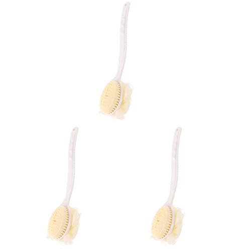 3pcs Exfoliating Loofah Dual-Sided Double Women Mesh Dry for Shower Side Sides Spa Brush Scrubber Wet with Bathing Portable Brushing Washing Bath Skin Men Long Handle