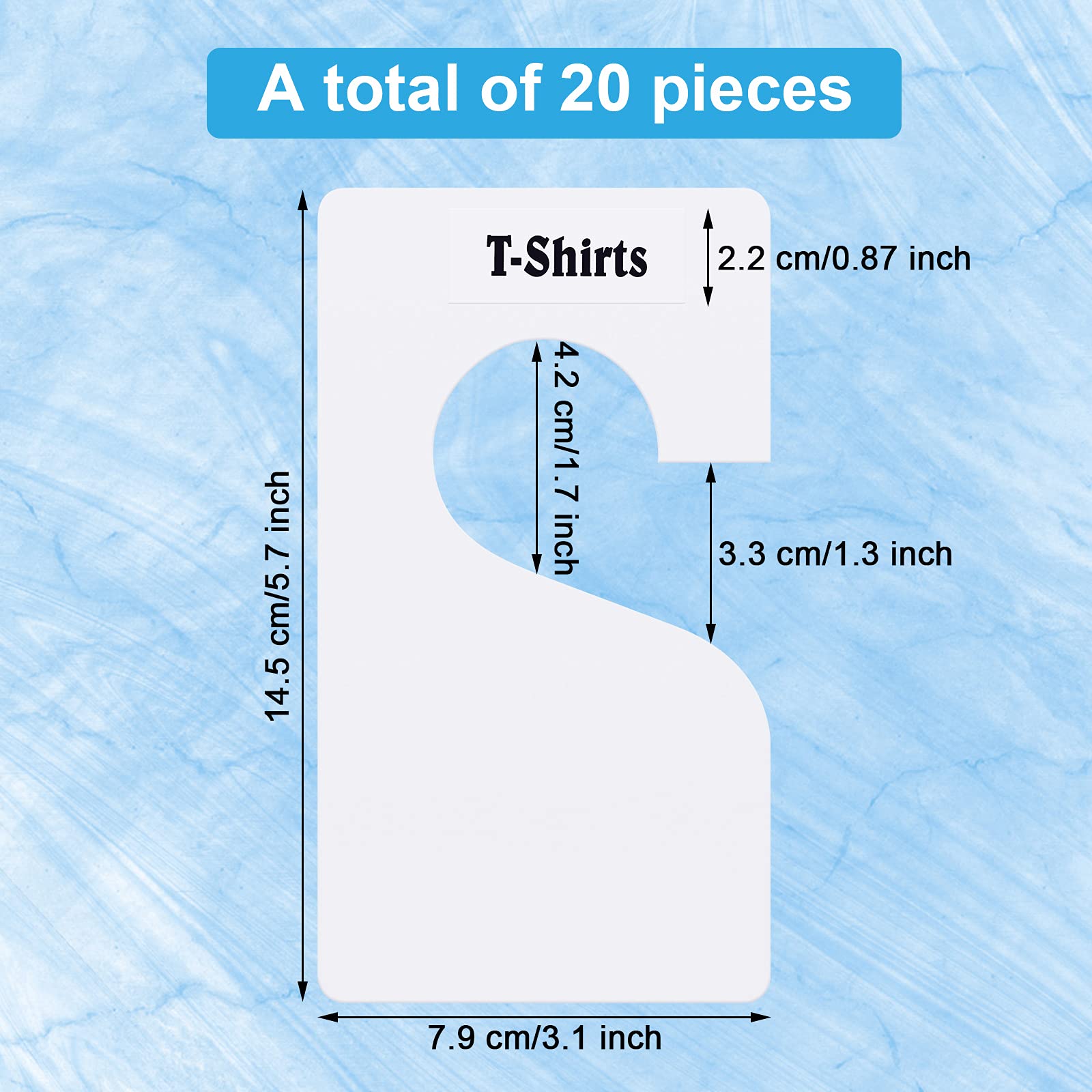 20 Pieces Blank Clothing Rack Divider Clothing Rack Size Dividers Acrylic Baby Closet Dividers Rectangular Large Closet Dividers and 144 Pieces Sorting Labels for Home Closet Cloth Store DIY Craft