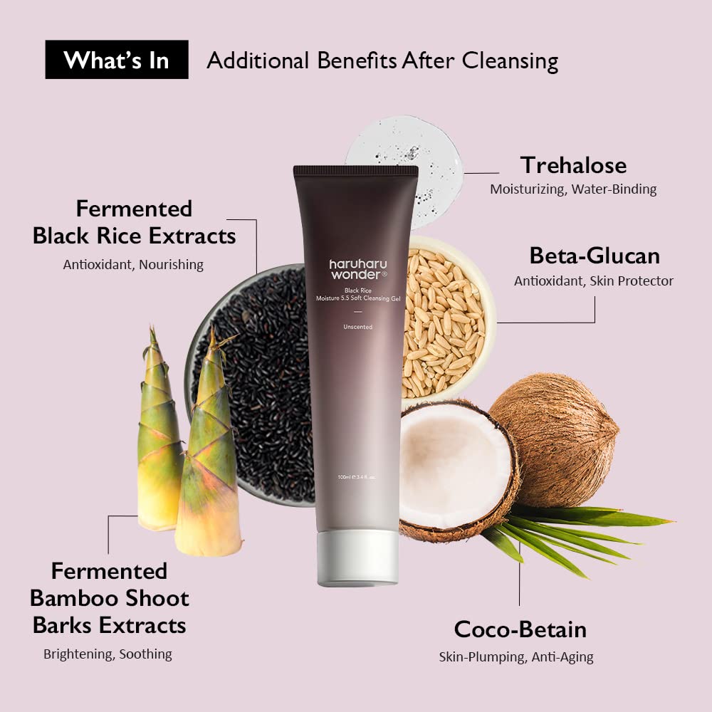 Haruharu Wonder Black Rice Moisture 5.5 Soft Cleansing Gel 100ml Fermented Black Rice Face Wash Foam Cleanser