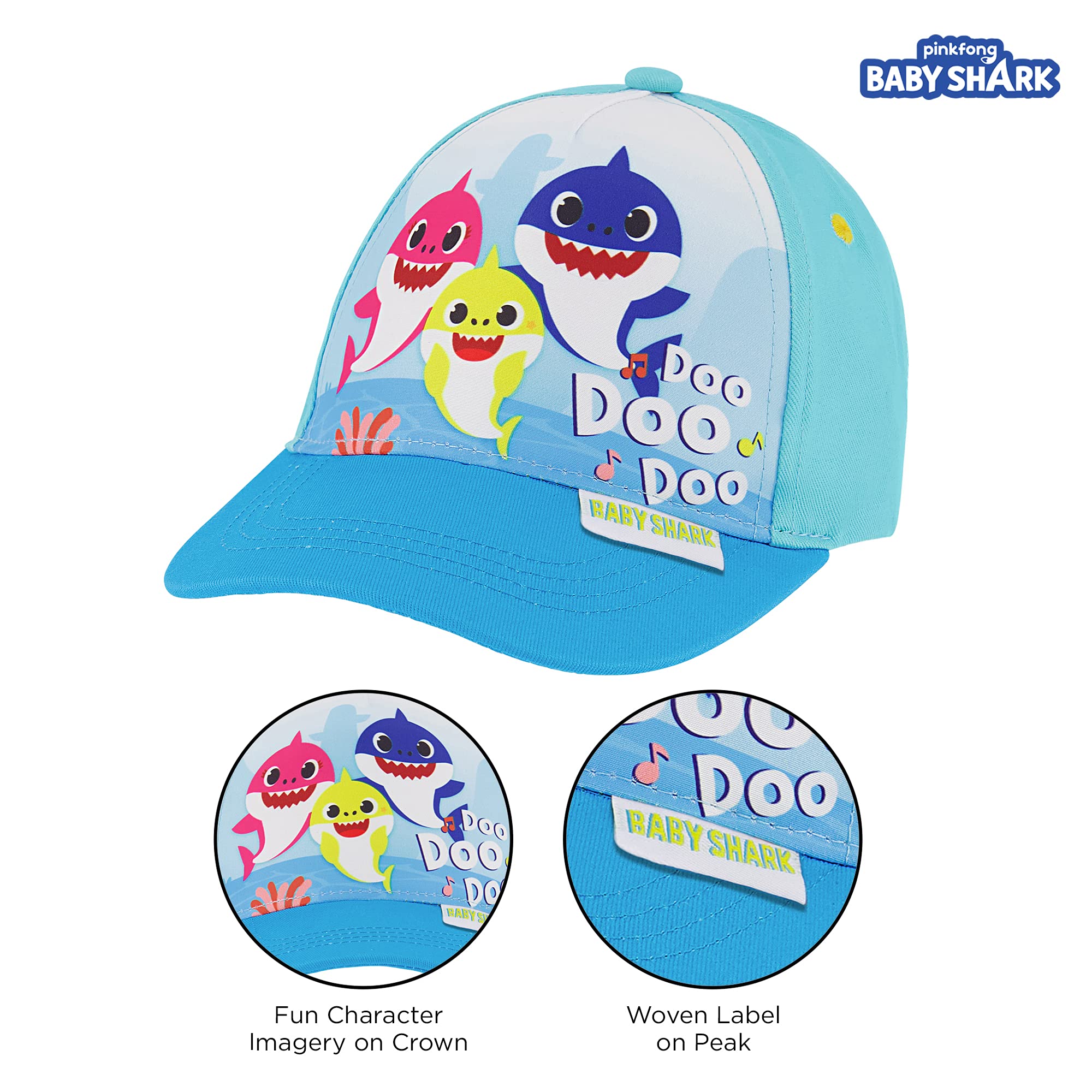 Nickelodeon Boys Bucket Hat & Baseball Cap, Baby Shark Toddler Sun Hat For Ages 2-4