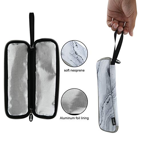 CM Reusable Portable Travel Tableware Carrying Bag Storage Case Cutlery Flatware Organziers for Straw Spoon Fork Chopsticks Utensil Holder (Marble White Pattern)