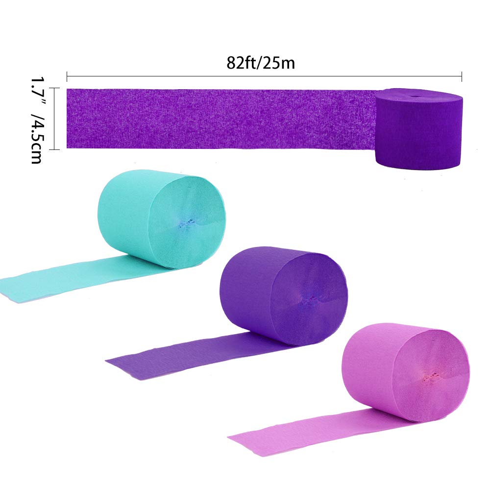 12 Rolls Crepe Paper Streamers Romantic Purple for Wedding Ceremony Birthday Various Large Festivals Decoration