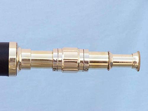 Hassanhandicrafts Antique Marine Spyglass 50" Brass Leather Harbor Master Tripod Floor Standing Telescope