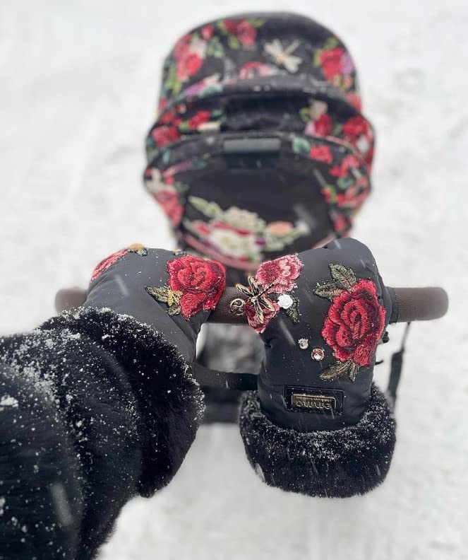Warm Muff Stroller Gloves, Wind and Watert-Resistant, with Universal Fit, Kids Baby Pram Stroller Accessory, Anti-Freeze Gloves, Best for Freezing Cold Winter Conditions, Spring Blossom