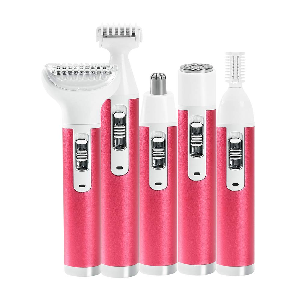Phoking Trimmers for Women 5 in 1 USB Rechargeable Cordless Shaver Set Facial Hair Removal Painless Body Hair Nose Hair Eyebrow Arm Leg Bikini Trimmer for Women