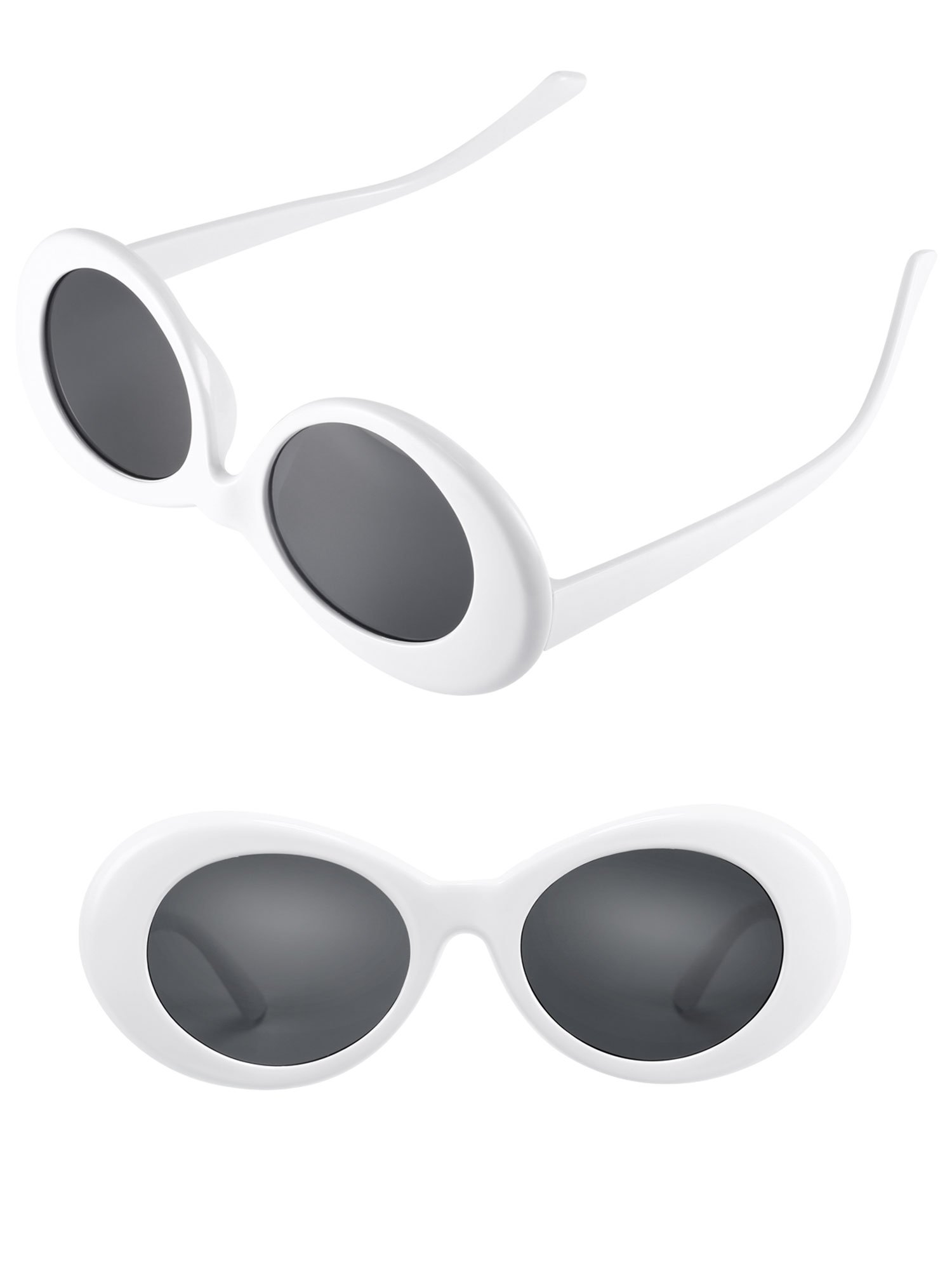 18 Pack Retro Clout Oval Mod Thick Frame Round Lens Sunglasses Women Men Sunglasses White