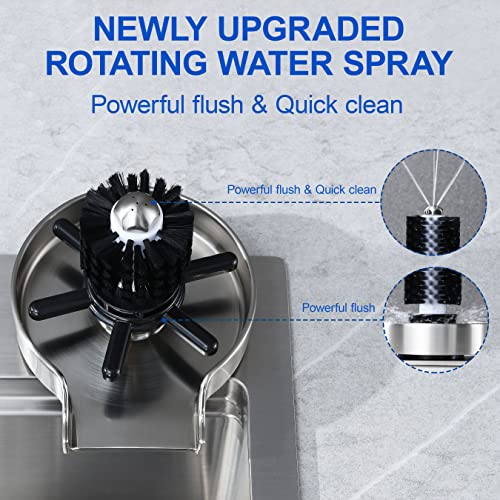 𝟮𝟬𝟮𝟯 𝗡𝗲𝘄 Metal Glass Rinser for Kitchen Sink - 360° Rotary Cup Washer with Brush, Faucet Cup Rinser Cleaner Kitchen Sink Bottle Washer for Bar, Brushed Nickel