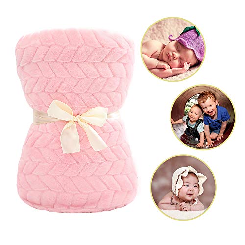 Baby Blanket Flannel, Cozy Throw Blankets for Newborn Infant and Toddler, Super Soft and Warm Receiving Baby Blanket for Crib Stroller (Pink 30 * 40")