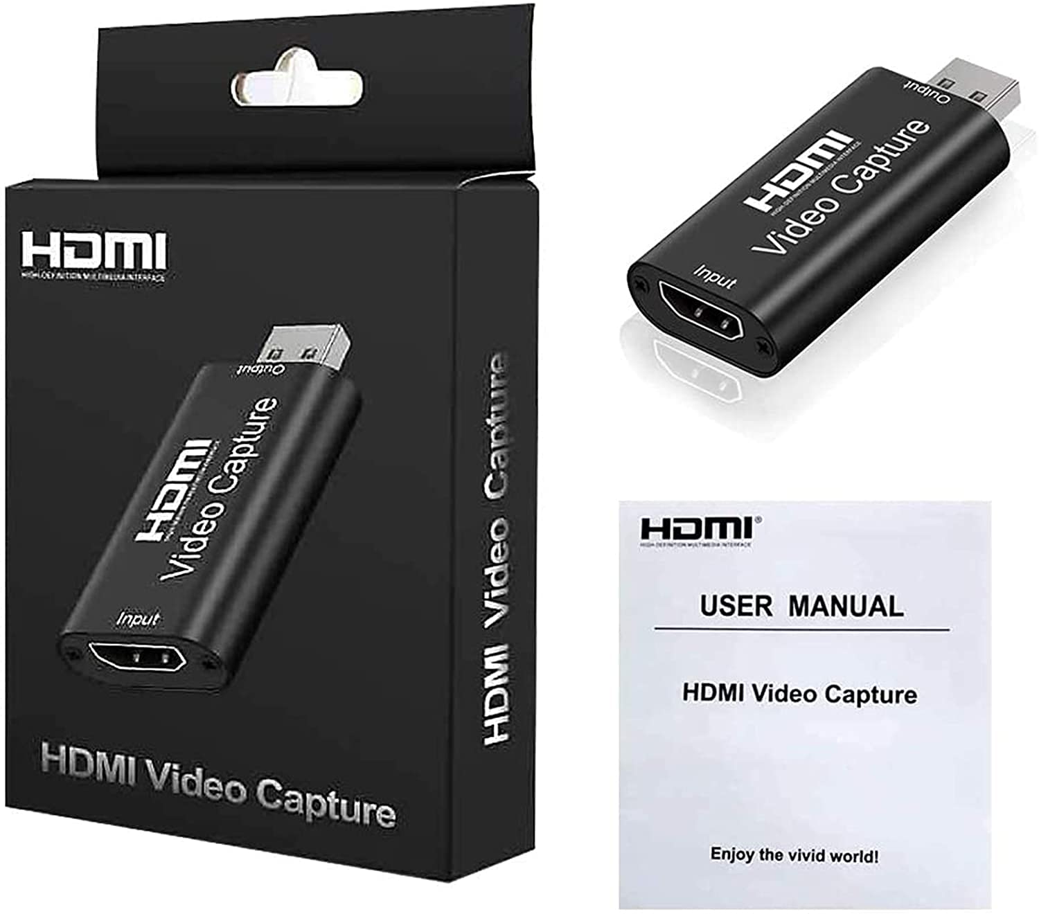 HDMI Video Capture Card, Upgraded 1080p 60fps Capture Card, Cam Link Card Audio Capture Adapter HDMI to USB 2.0 for Gaming, Live Broadcasting, Nintendo Switch, PS3/4, Xbox