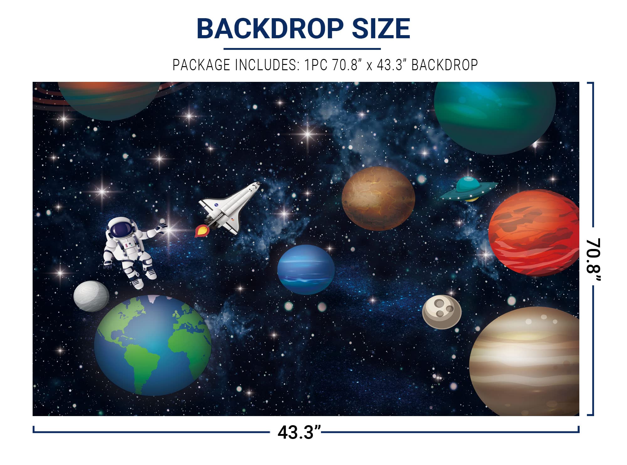 Allenjoy Outer Space Rocket Astronaut Backdrop for Baby Boy Kids Universe Planet Galaxy Birthday Party Cake Table Decoration Banner Vinyl Photoshoot Background Photo Booth Props