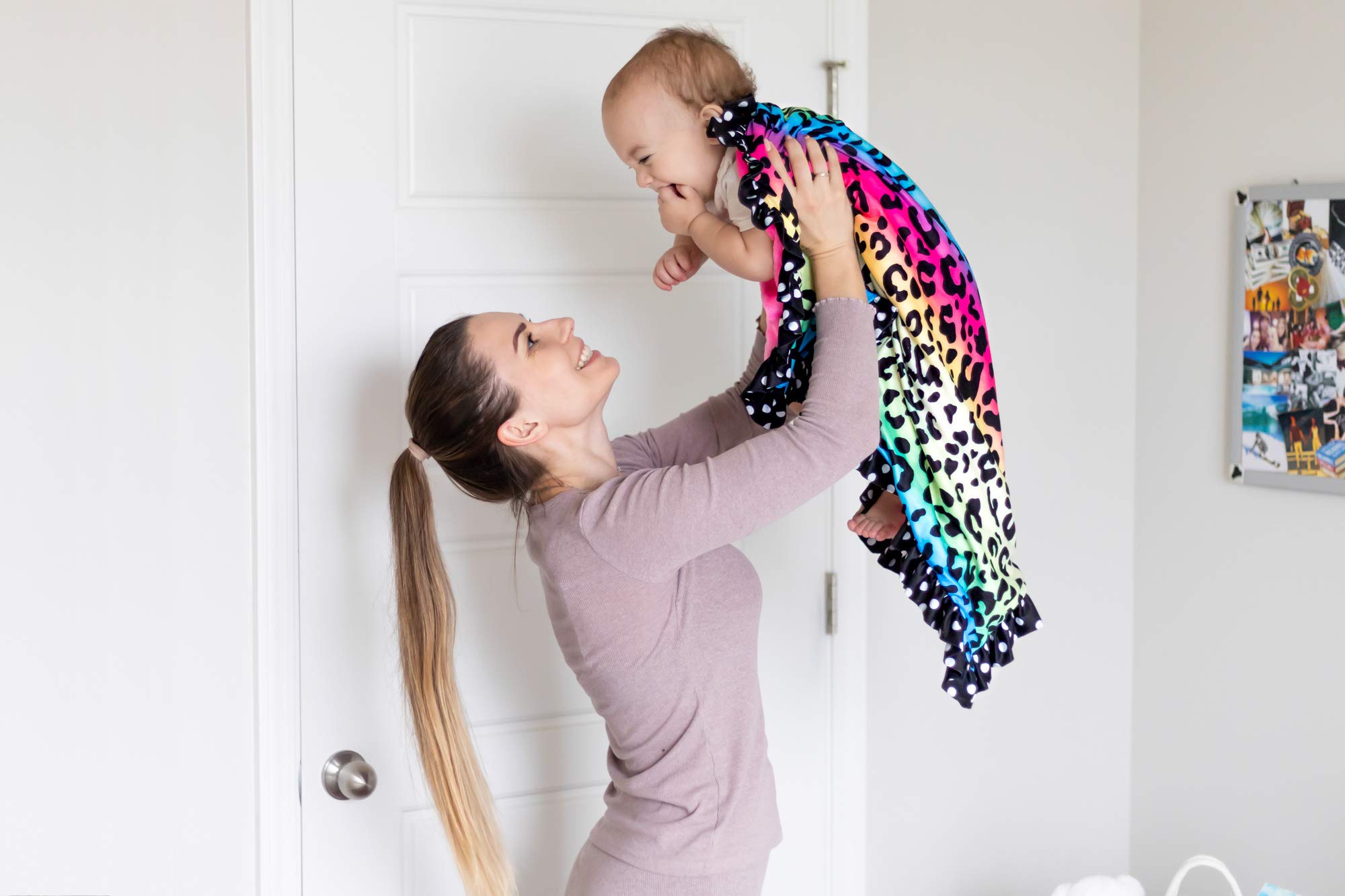 CandyJane Baby Blanket for Girls, Infant, Toddler, Rainbow Leopard Print, Super Soft Minky Fabric, 30 X 40 Inch (CJLBB1984)