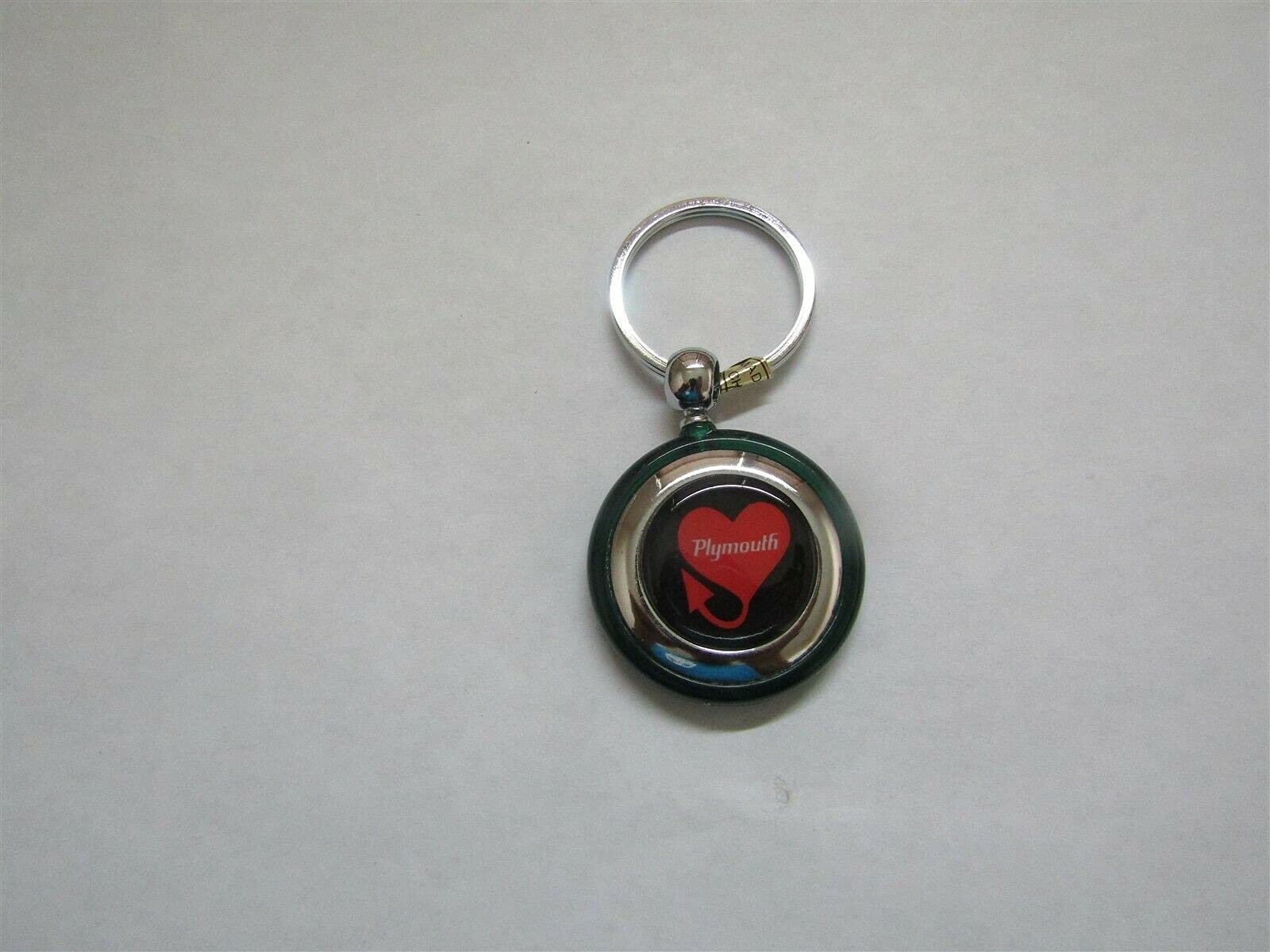 1967 1968 1969 1970 FURY VIP BARRACUDA VALIANT HEART LOGO ROUND PLASTIC KEYCHAIN - GREEN