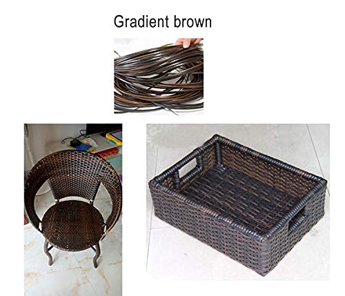 RNY Gradient Brown Polyethylene Plastic Rattan Synthetic Wicker Repair Material for Knit and Repair Rattan Chair Table Basket (Brown Gradient, 60 feet)