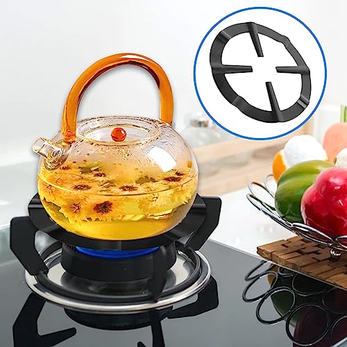 2 Pack Pot Rack, Black Moka Coffee Pot Shelf, Stainless Iron Wok Ring Pots and Pans Organizer Round Stove Pot Holder Gas Range Support Rack Stand for Kitchen