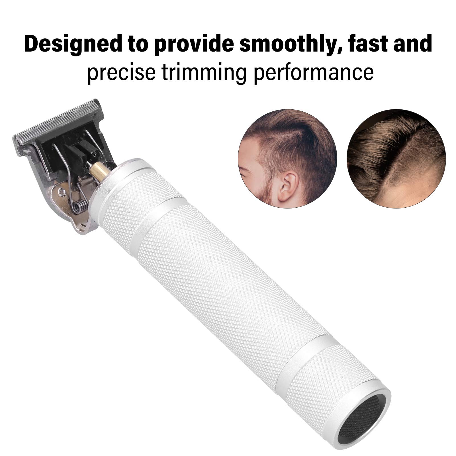Hair Trimmer, Ergonomically Body Design Powered By 18650 Lithium Battery Barber Shop Hair Clipper Hair Clipper, for Barber Shop(Silver)
