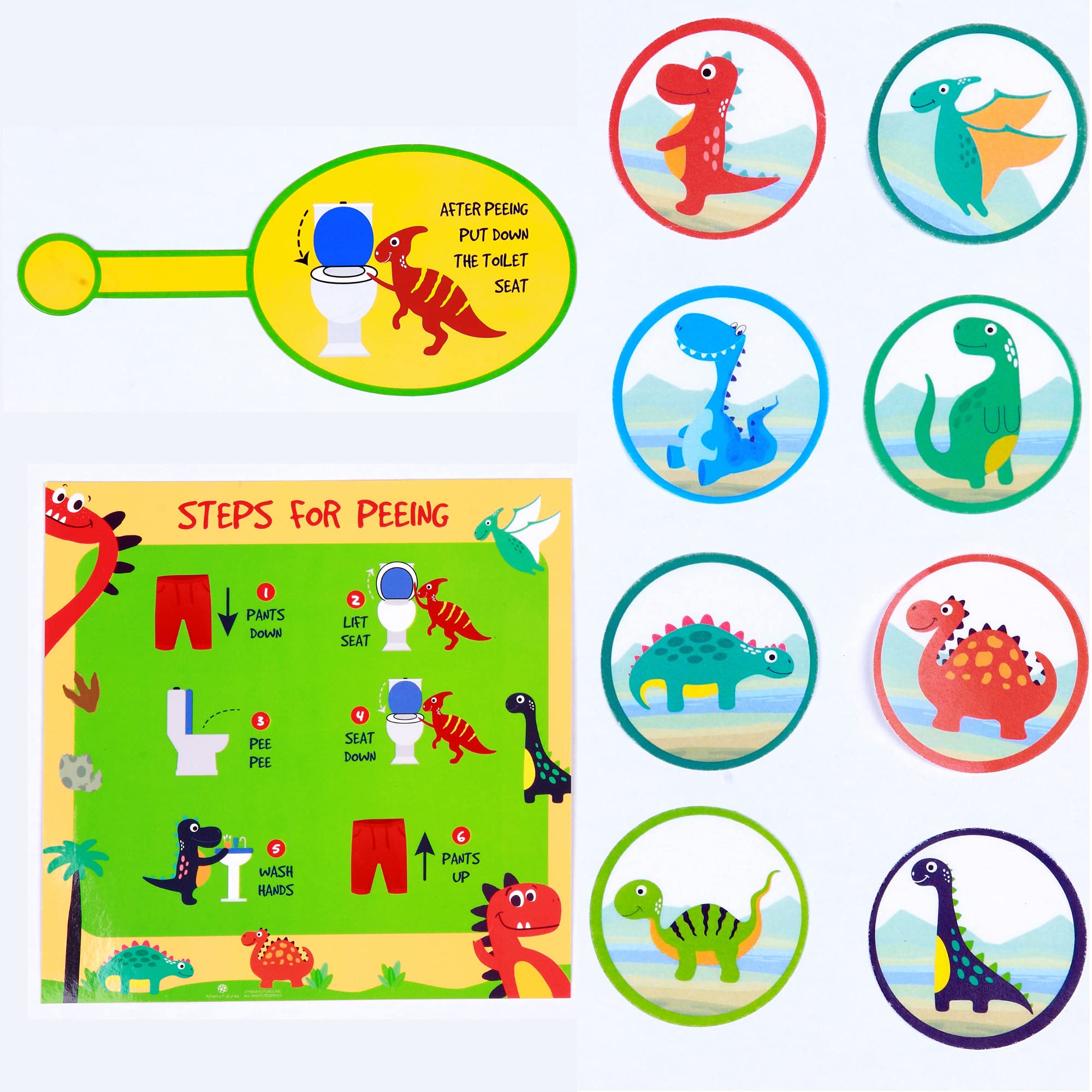 ATHENA FUTURES Potty Training Chart for Toddlers Magnetic Reuseable - Dinosaur Design and Dinosaur Potty Training Toilet Targets