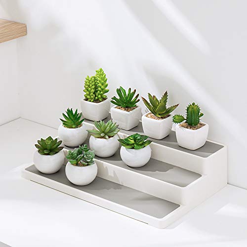 Cq acrylic 2 Pack Spice Rack Organizer for Pantry,14.5 Inch Tiered Seasoning Can Shelf Organizer For Cabinet,White