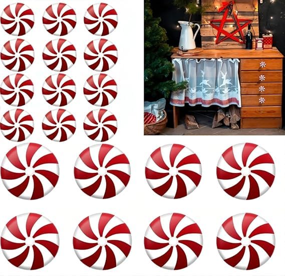 2024 New Halloween Christmas Acrylic Silicone red and White Candy Decoration, 24 per Pack, Suitable for Kitchen, Living Room Bedroom (24)