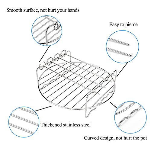 Air Fryer Rack Air Fryer Accessories 8'' Set of 3 Multipurpose Double Layer Rack with Skewer Round Cooking Rack Toast Rack Compatible with XL Air Fryer