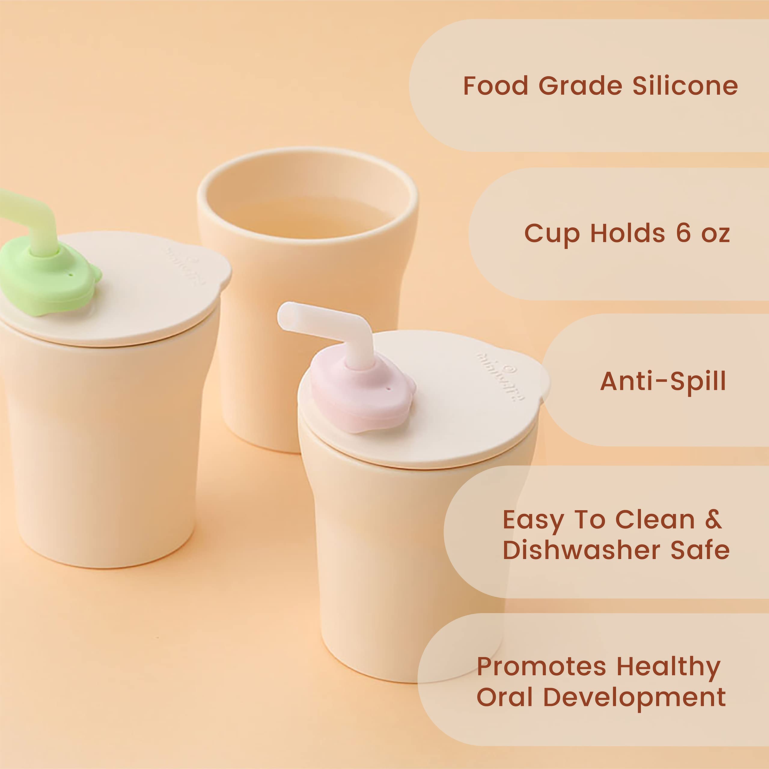 Miniware 1-2-3 Sip! Training Cup for Baby Toddler Self Feeding & Development, Tiny Cup Perfect for Baby Led Weaning, Non Drip Lid, Dishwasher Safe (2 Pack, Aqua + Key Lime)