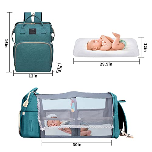 ANWTOTU Diaper Bag with Changing Station,Diaper Bag Backpack,Girl Boy Diaper Bag,Large Capacity,900d Excellent Oxford(Ungrade-Green)