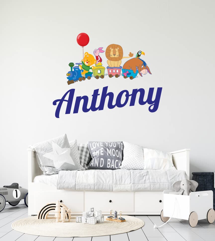 Teddy Bear and Pooh Friends Custom Name Wall Decal - Personalized Nursery Name -Wall Decal for Nursery Decoration playroom Decoration (Wide 20"x16" Height Inches)
