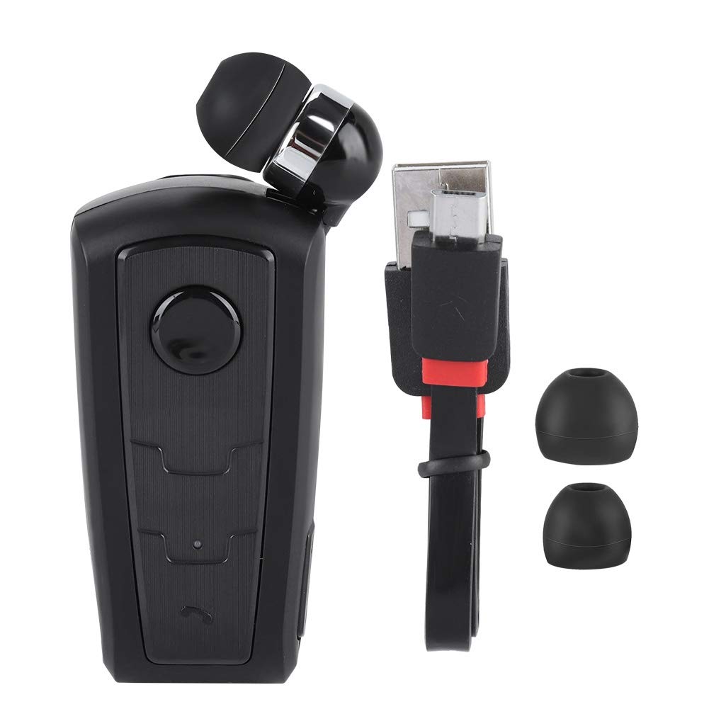 F910 Sports Bluetooth Headset Earpiece Retractable Handsfree Earphone for Phone HD Mic, Phone Headphone Earbud for iOS Android Phones(Black)