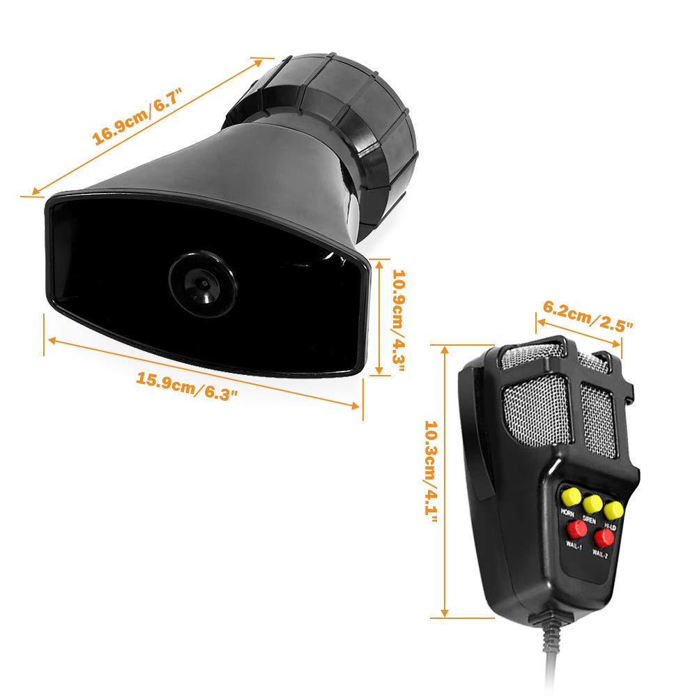 Car Siren Speaker 100W 12V 5 Tone Sound Mic PA System Emergency Sound Amplifier …