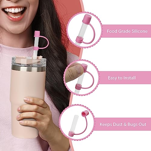 6 Straws with Cover Cap for Stanley Tumbler Replacement - Reusable Straw with Stopper Tips, Perfect for Stanley Cup with Handle H2.0, 14, 20, 30, 40oz Accessories