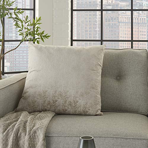 Mina Victory Life Styles Erased Velvet Beige 22" x 22" Throw Pillow