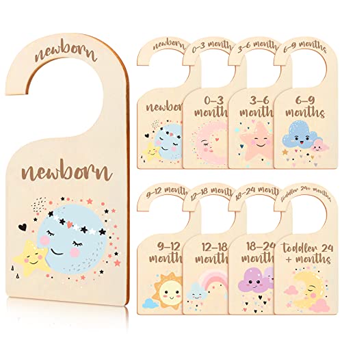 Baby Closet Dividers, 8 Pcs Double-Sided Wooden Baby Clothes Organizer from Newborn to 24 Month, Baby Clothes Dividers for Baby Room, Nursery, Daycare Wardrobe