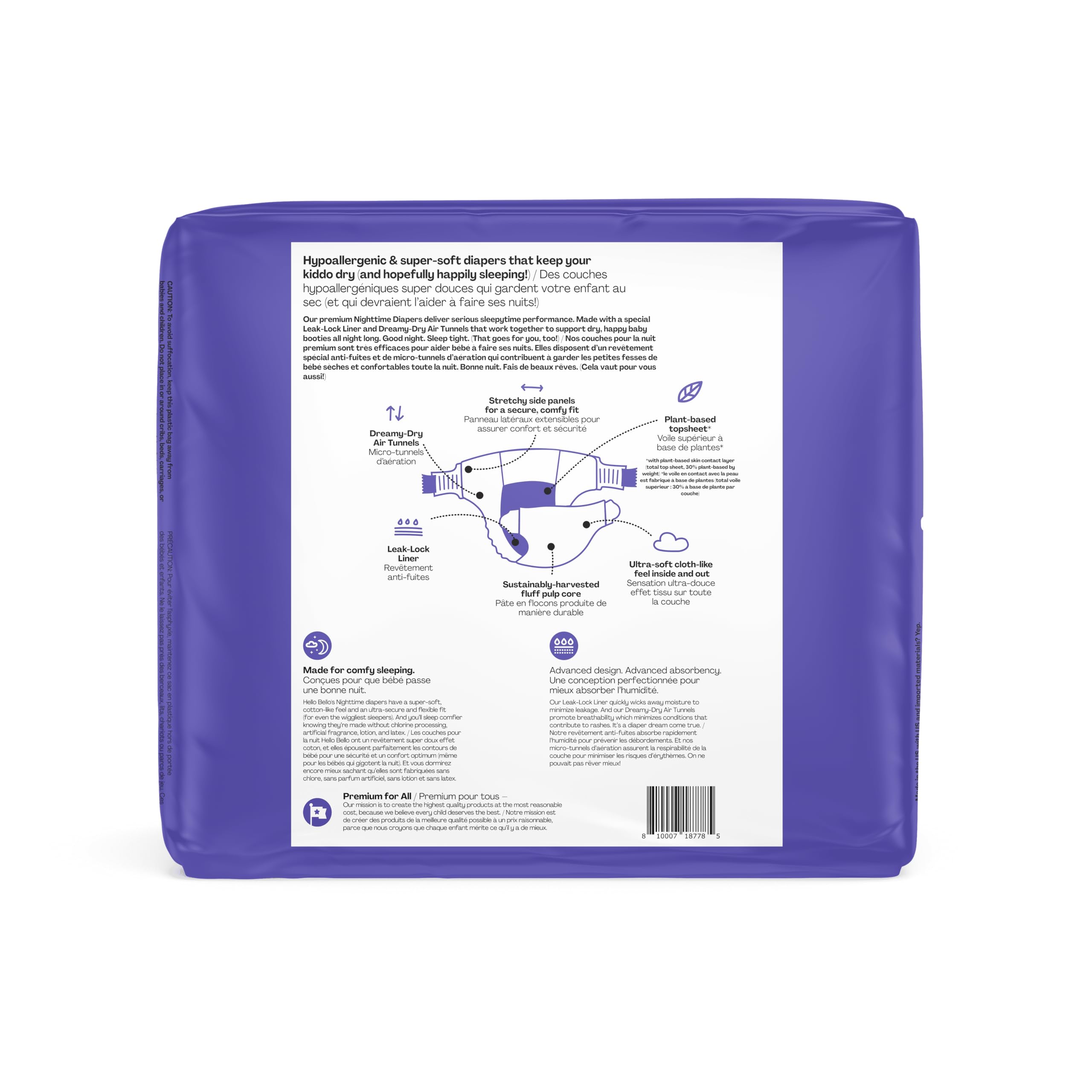 Hello Bello Nighttime Baby Diapers, Size 4, Ultra Absorbent and Hypoallergenic for Overnight Diapers for Extended Protection, 21 Count