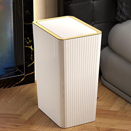 3.3 Gallon Rectangle Trash Can with Top Press Lid，Plastic Slim Garbage Bin, Wastebasket for Narrow Spaces, Kitchen, Bathroom,Bedroom