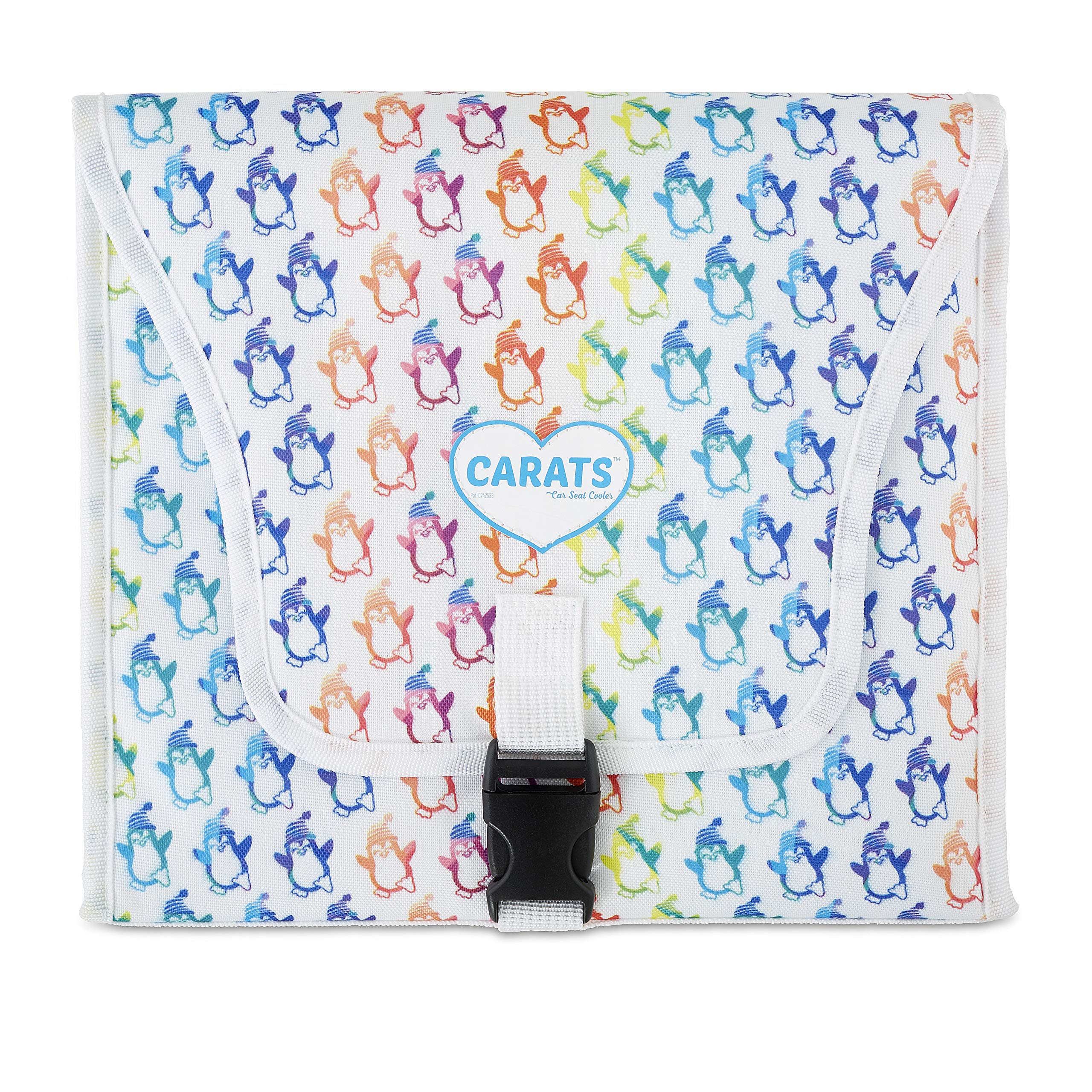 Carats Car Seat Cooler for Baby with COOLTECH - Baby Car Seat Cooling Pad (Penguin Rainbow)