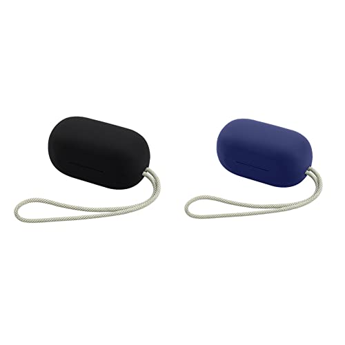2 Pack DAYJOY Soft Silicone Protective Case Cover Compatible with JBL Reflect Mini NC Earphone, Protective Skin Sleeve(Black+Blue)