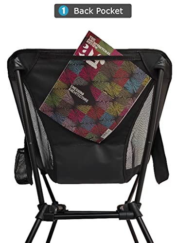 AnYoker Camping Chair, 2 Way Compact Backpacking Chair, Portable Folding Chair, Beach Chair with Side Pocket, Lightweight Hiking Chair Low Back Chair 0177 (Black 2pack)