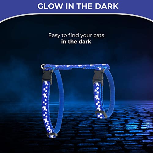 Cat Harness with Leash, 3-Pack, Unique Stars Moon and Paw Heart Design, Escape Proof, Walking, Small Medium Large, Black, Red, Blue, Adjustable, Safe, Set of 3