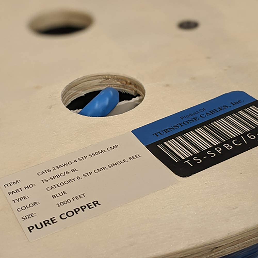 Cat6 Plenum Shielded (CMP) Overall Foil Shield (F/UTP), 1000ft, 23AWG | 100% Solid Bare Copper | 550MHz | Bulk Ethernet Cable, Available in Blue, White & Black Color (Blue)