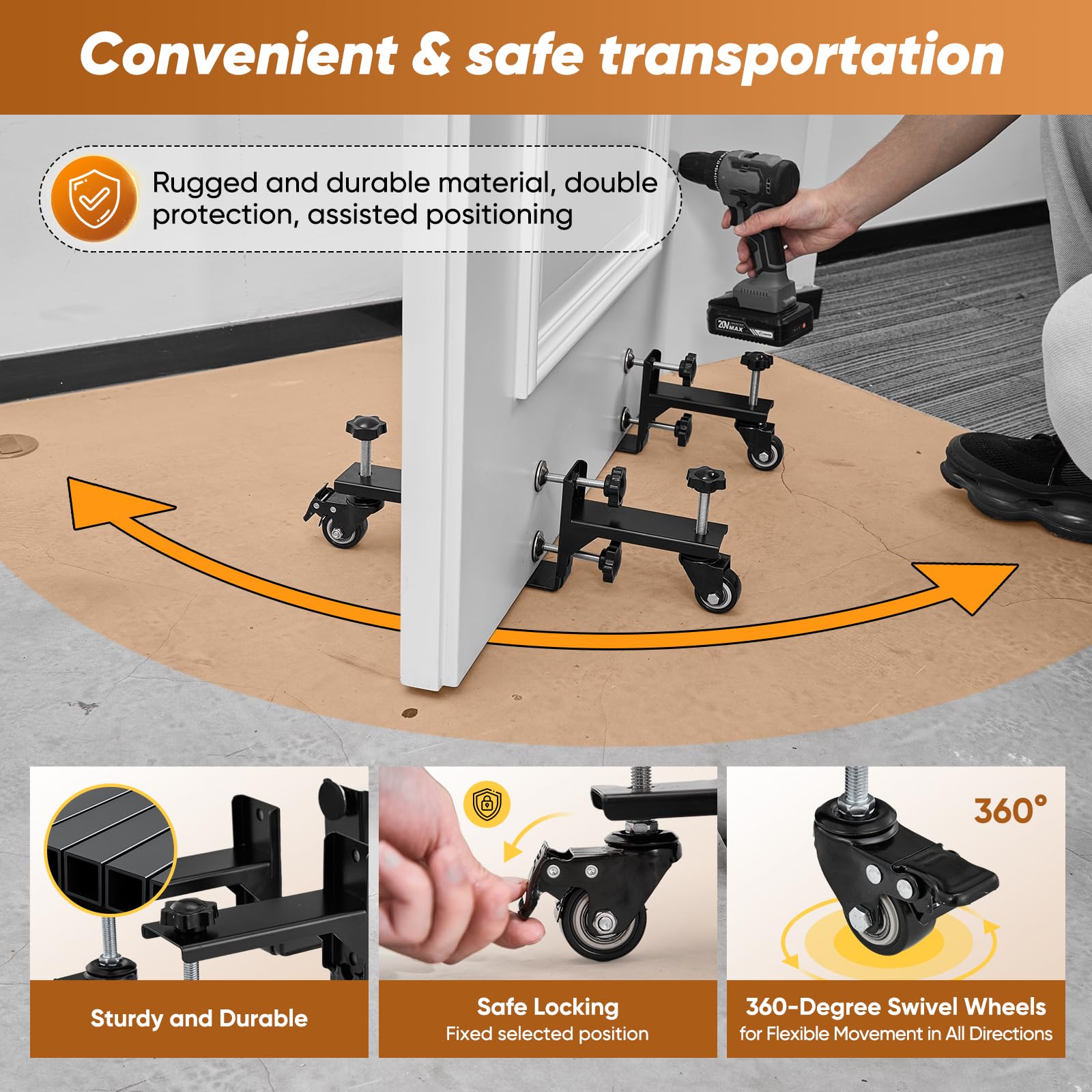 2024 Upgrade Saker Heavy-Duty Door Installation Kit, 2PCS Door Dolly for 0.8 to 2.36 Inch Pre-Hung, Slab, and Front Doors, Door Installation Tools, Door Lifter