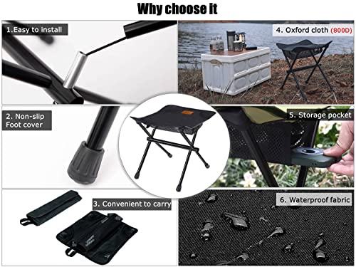 AnYoker Camping Chair, 2 Way Compact Backpacking Chair, Portable Folding Chair, Beach Chair with Side Pocket, headrest and Foot Rest, Lightweight Hiking Chair 01666 (Black)