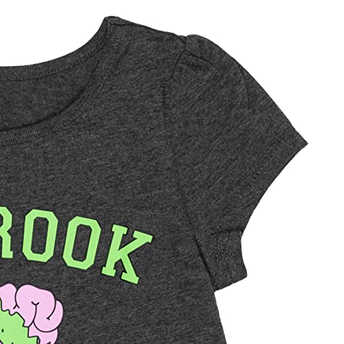 Disney Zombies Zed Addison Little Girls 2 Pack Graphic T-Shirts Gray/Pink 7-8