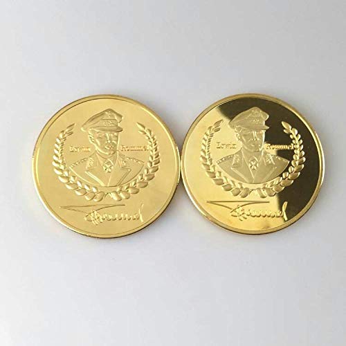 1891-1944 WW II German Desert Eagle Rommel Deutsche Wehrmacht Gold Plated Coin Military Souvenirs Metal Coins Collection
