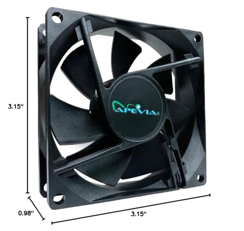 Apevia AF58S-BK 80mm 4pin Molex + 3pin Motherboard Silent Black Case Fan - Connect to Power Supply or Motherboard (5-pk)