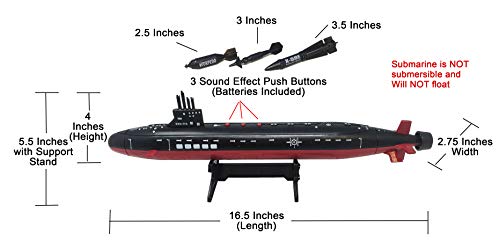 16.5 Inch Toy Black Submarine with Sound Effects and Torpedo