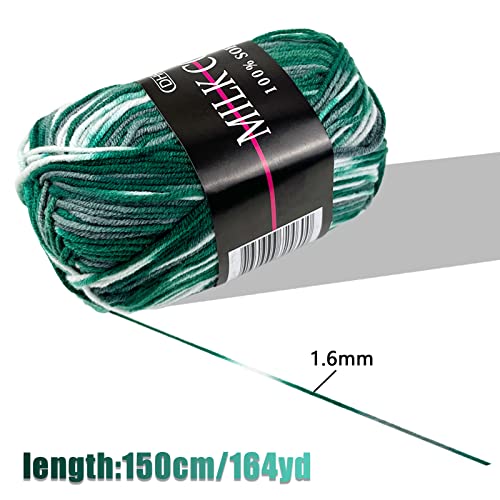 4 ROLL Yarn for Knitting Crochet, Velvet Yarn Knitting Yarn Fabric Cloth for DIY Craft Handmade VOORF Thread New Year Christmas Gift -Green, 142 Yards x 4