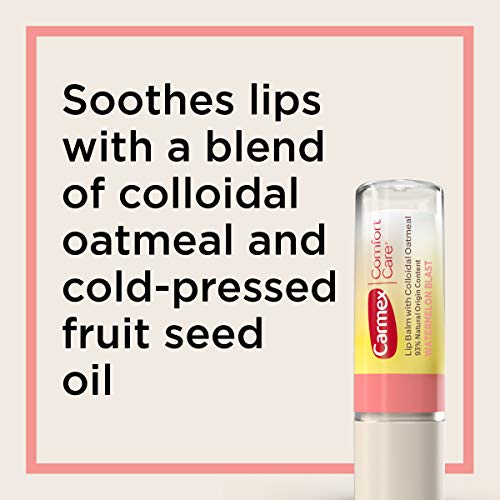 Carmex Comfort Care Lip Balm Sticks with Colloidal Oatmeal, Watermelon Blast Flavor, 6 Count (3 Packs of 2)